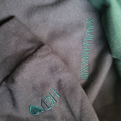 Couple Matching Heart Hoodie, Anniversary Gift for Him, Embroidered ...