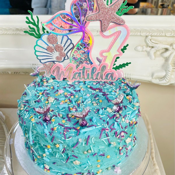 Mermaid Cake Topper, Mermaid Shaker Cake Topper, Mermaid 3d Cake Topper ...