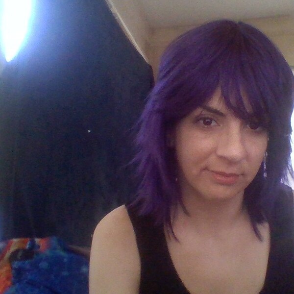 12 Inch Purple Shag Style Straight and Layered With Bangs Anime Costume ...
