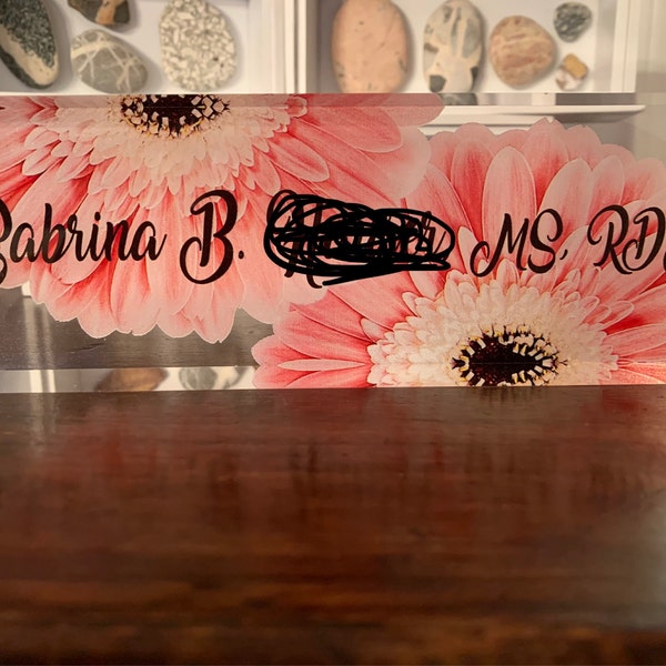Personalized Desk Name Plate| Daisy Design Office Desk Decor on Clear ...