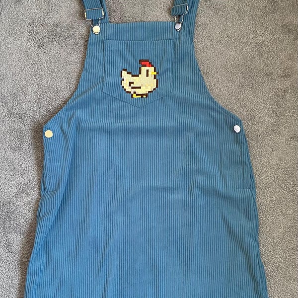 Chicken Stardew Valley Floral Overalls Pants / Embroidery Overalls ...