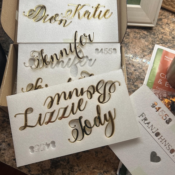 Personalized Acrylic Name Place Cards - Wedding Place Names, Red Laser ...