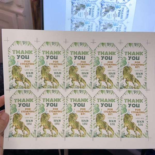 Thank You for Coming Gift Tag, EDITABLE T-rex Dinosaur Birthday Label ...