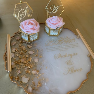 Round Custom Resin Ring Plate Nikkah Wedding Personalise Gift Bespoke ...