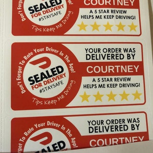 Personalized Doordash Themed Delivery 4x2 Sealed for Delivery Delivery ...