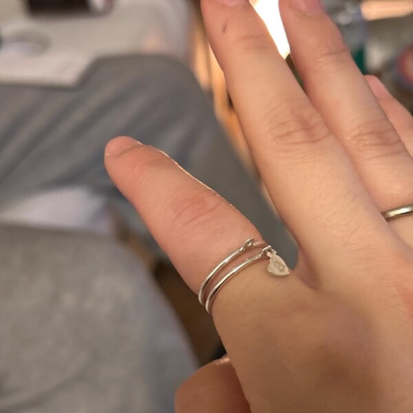 Heart Dangle Ring, Initial Heart Rings, Memory Ring, Class Ring, A ...