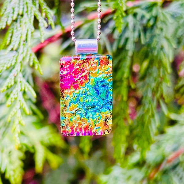 Glass Necklace, Fused Glass Pendant, Reactive Glass, Fused Glass ...