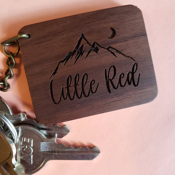 Rectangle Wood Key Chain - Custom Engraved Keychain, Airbnb Cabin ...