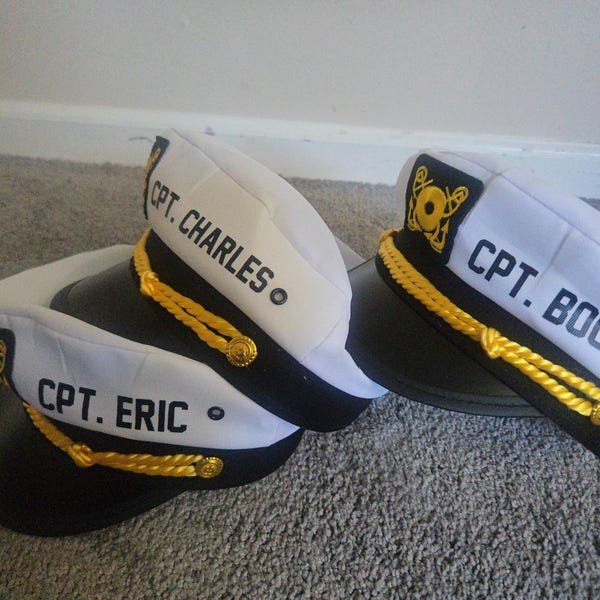 Custom Text UNISEX Captain HAT, Adjustable Nautical Sailor Cap ...