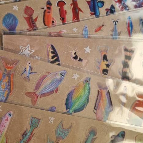 MULTIPACK Clear Aquarium Fish Sticker Sheets | 200+ Transparent ...