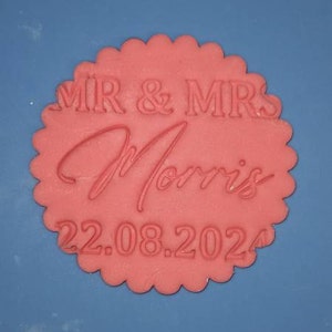 CUSTOM Names Mr and Mrs With Date Cookie Biscuit Stamp Fondant Cake ...