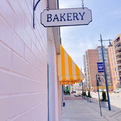Metal Bakery Sign With Hanging Display Bar Farmhouse Black - Etsy