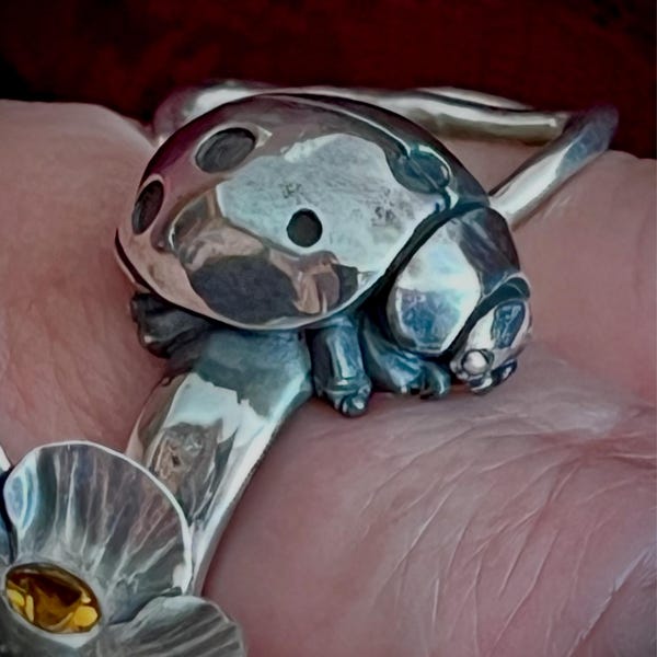 Ladybird Ladybug Ring Sterling Silver Handmade - Etsy