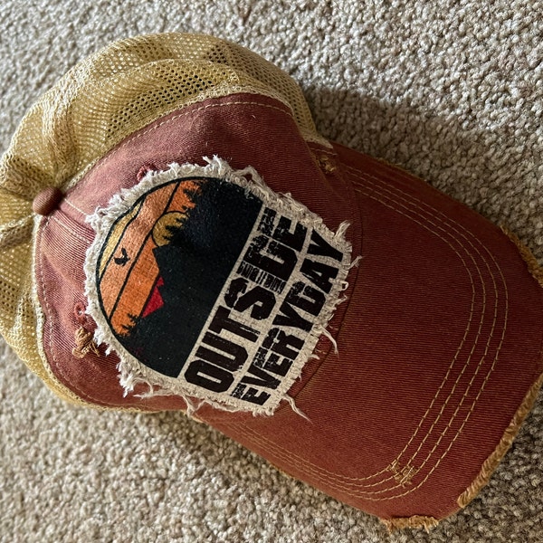 Vintage Logo Hat, Custom Distressed Raggy Patch Hat With Your Logo ...