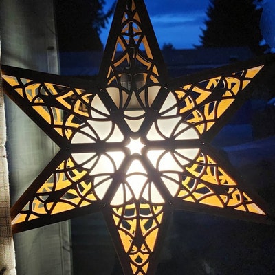 Wooden Window Star Light, Scandinavian Welcome Star, Swedish Christmas ...
