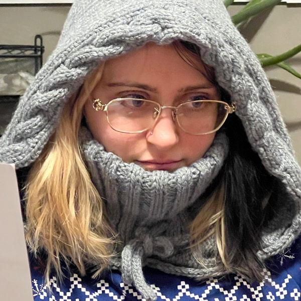 Magical Hood Sorcery Gray Vegan Wool Hand Knitted Witch Hat Wizard ...