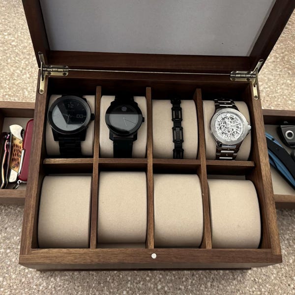 Personalized Watch Box for Men 8 Divider Slots Engraved Wooden Jewelry ...