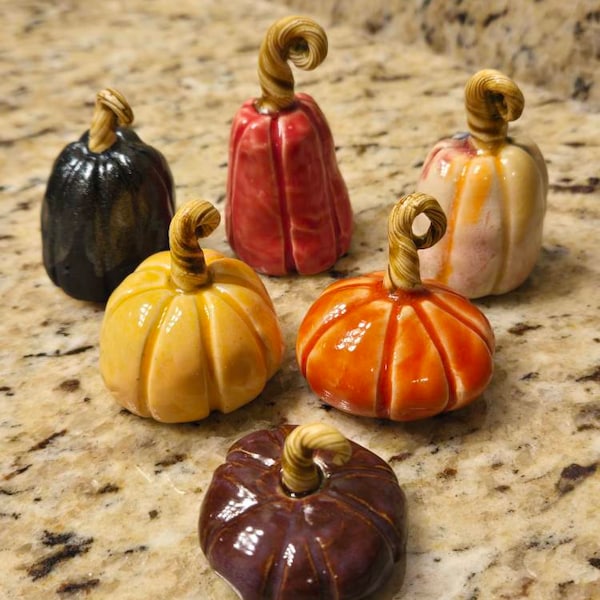 Hand Made Ceramic Stoneware Mini Miniature Pumpkin Pumpkins Fall Decor ...