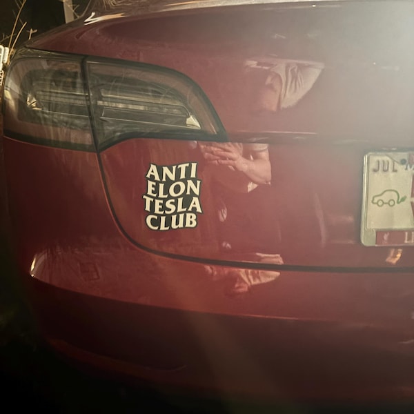 Anti Elon Tesla Club Die-cut STATIC CLING Vinyl Non-adhesive Window ...
