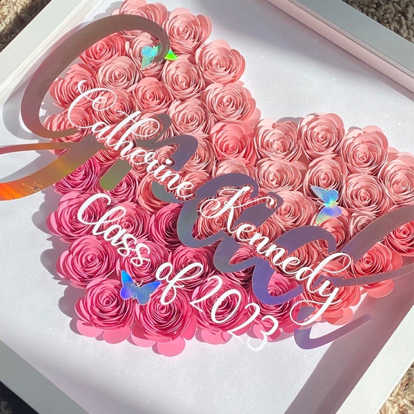 Personalized Paper Heart Flower Shadow Box - Etsy