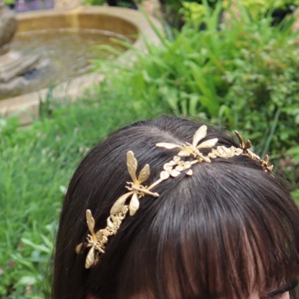 Woodland Queen Golden Wedding Bridal Tiara Headpiece With Light Gold ...