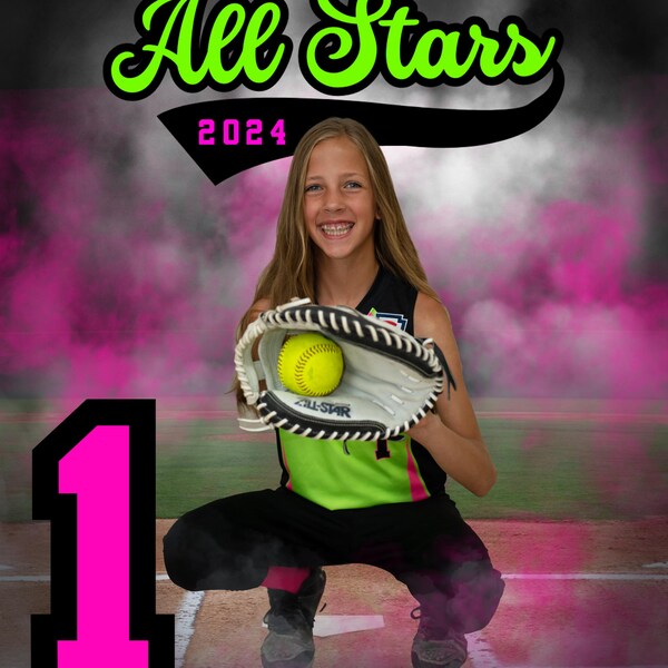 Photoshop Softball Poster Template, Digital Sports Background Tball ...