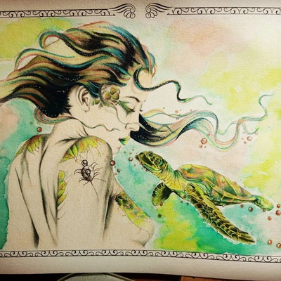 ORIGINAL WATERCOLOUR PAINTING 'sienna and the Deer Seek the Forest ...