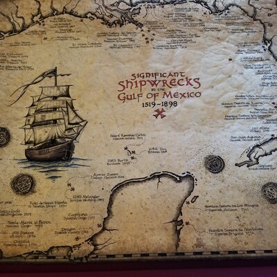 Shipwreck Map of the Gulf of Mexico Artwork 15 X 19, Shipwrecks ...