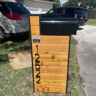 Custom Mailbox, Modern Mailbox With Post, Design Mailbox, Wood Mailbox ...