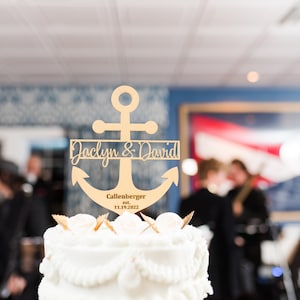 Personalized Anchor Cake Topper, Nautical Wedding Cake Topper, Naval ...