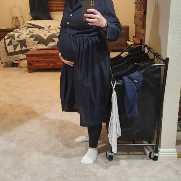 Checkered Linen Tea Dress, Short Sleeves Boat Neck Line Smock Linen ...