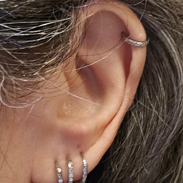 Huggie Hoop Earrings • Paved Clicker Hoops • Cartilage Hoop • Rook Hoop ...