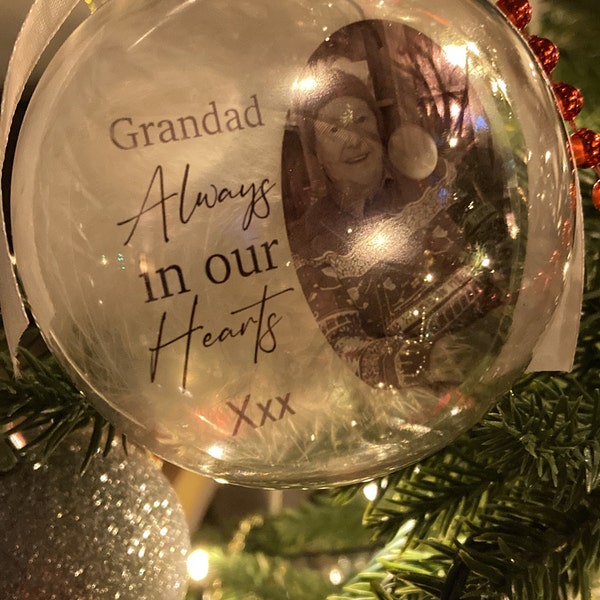 Floating Photo Memorial Memory Bauble, Special Bauble, Personalised ...
