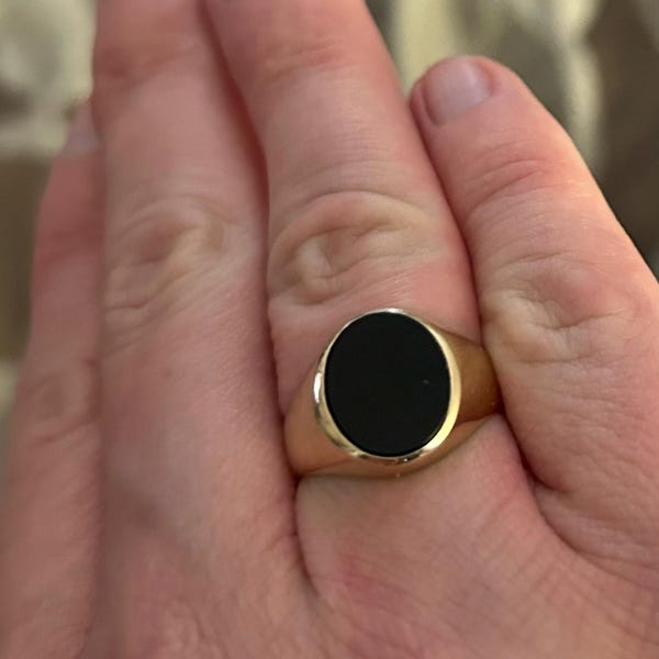 14k Gold Square Signet Ring for Men / Men's Personalized Gold Signet ...