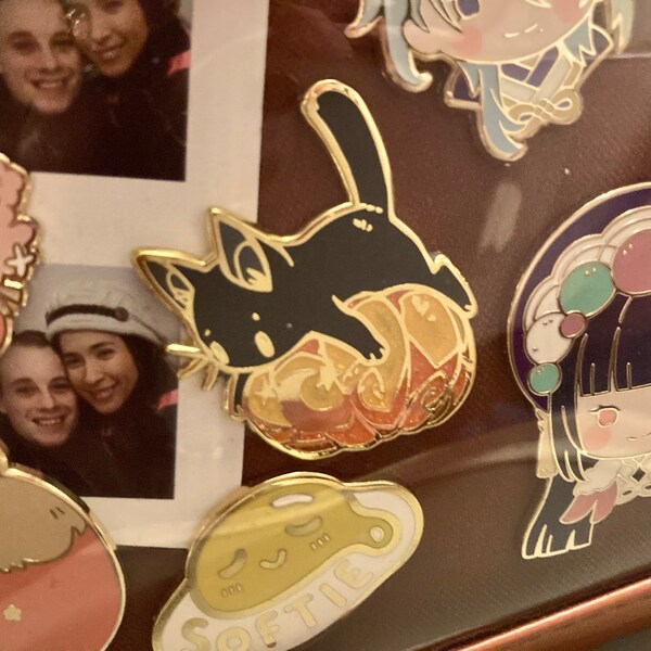 Pumpkin Cat (castor) - Hard Enamel Pin | Gold Plated | Cute Gift | Pin ...