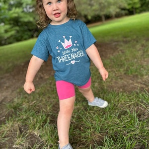 Little Miss Threenager Shirt, 3rd Birthday Girl Party Shirts, Three Year Old Birthday Toddler T ...