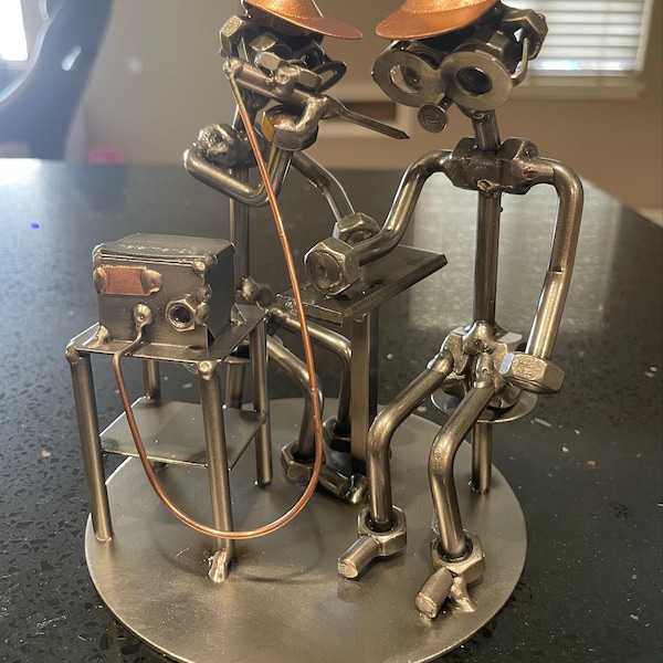 Nuts and Bolts Sculpture Sewing Machine - Handmade Metal Ornament ...