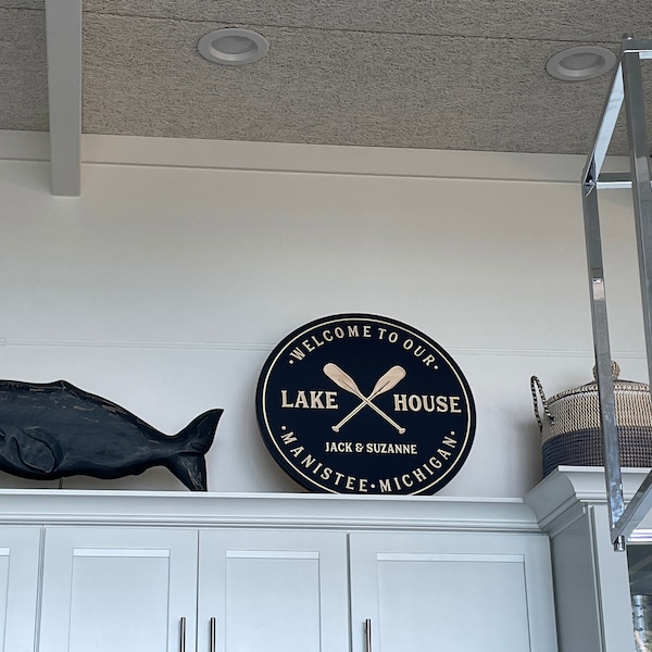 Personalized Lake House Wood Sign: Boat Oars Decor - Etsy