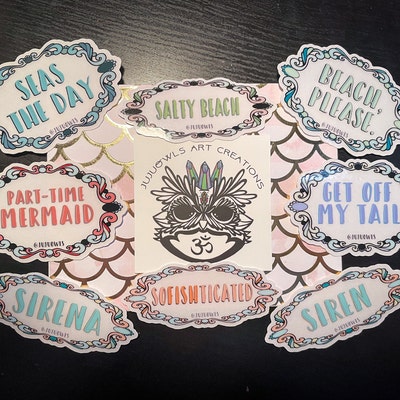 Smaller Sized Semicolon Sticker, Seashell Semicolon Sticker, Ocean Wave ...