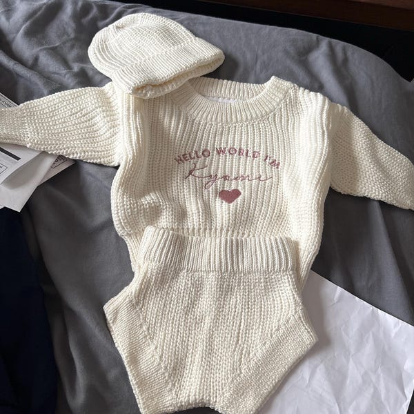 Personalised Hello World Baby Outfit Embroidered Newborn Baby Gifts ...
