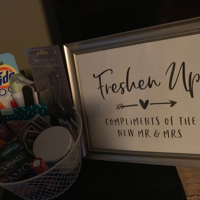 Wedding Bathroom Basket Sign Wedding Toiletries Sign Freshen up Sign ...