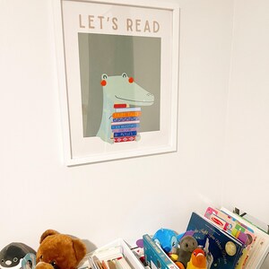 Kids Reading Poster, Retro Toddler Wall Art, Whimsical Crocodile ...