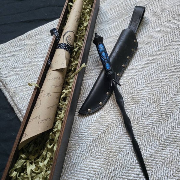 Celestial Blue Wooden Wand a Magical Gift for True Legacy Witches or ...