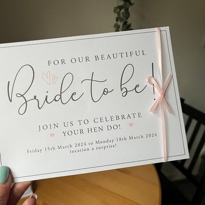Personalised Bride Hen Do Invite. Bride to Be Hen Party Invitation ...