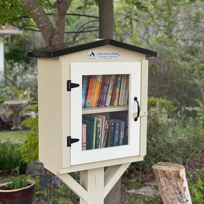 LITTLE FREE LIBRARY® Two Story Gable With Official Charter Sign & World ...