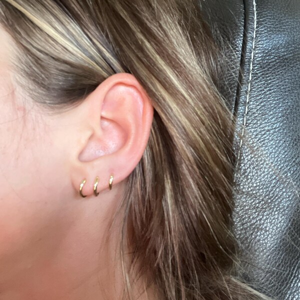 Sapphire Tiny Dangle Rook Hoop Earring • Gemstone Helix Hoop • Rook ...