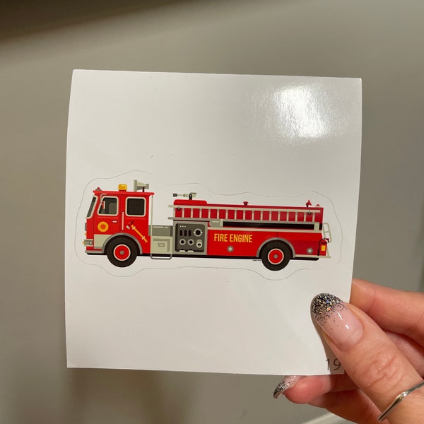 Fire Engine Truck Sticker, Emergency Vehicle Birthday Laptop Decal ...