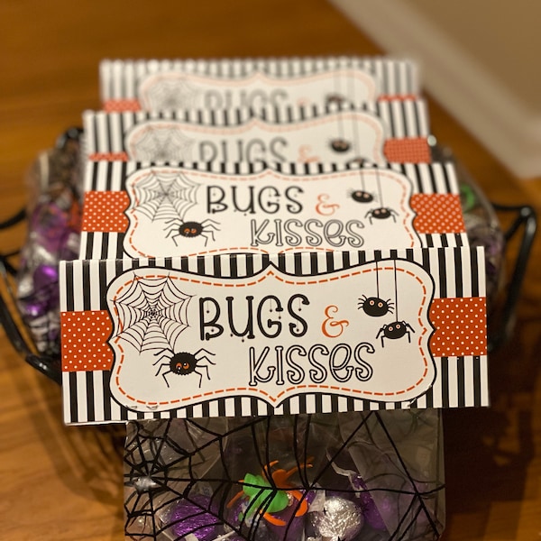 Bugs and Kisses Halloween Treat Bag Topper, Editable Halloween Gift ...