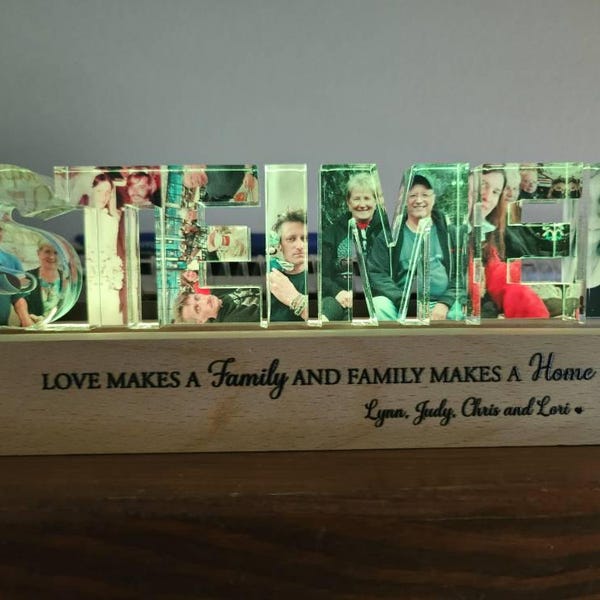 Personalized Family Name Photo Collage Night Light, Family Photo Gift ...