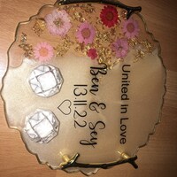 Round Custom Resin Ring Plate With Handles Nikkah Wedding Personalise ...